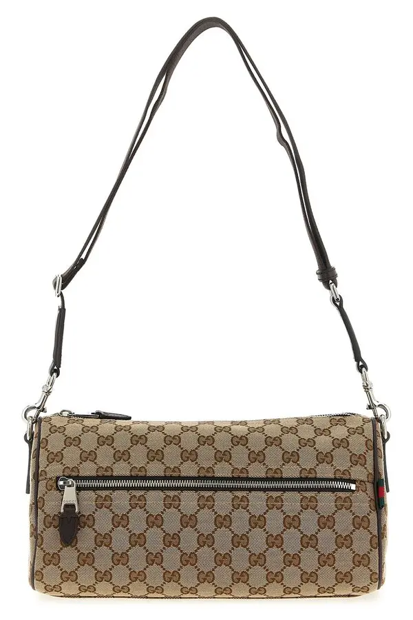Gucci Crossbody Bag 'gg Canvas Small Cylinder - Beige