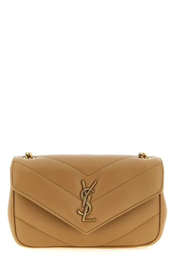 Saint Laurent Mini 'loulou' Shoulder Bag - Beige