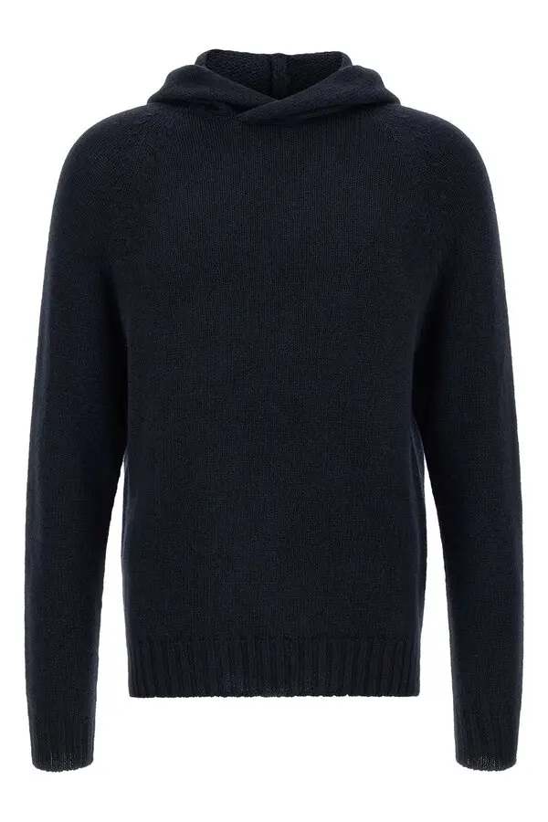 MA'RY'YA Hooded Knit Sweater - Blue
