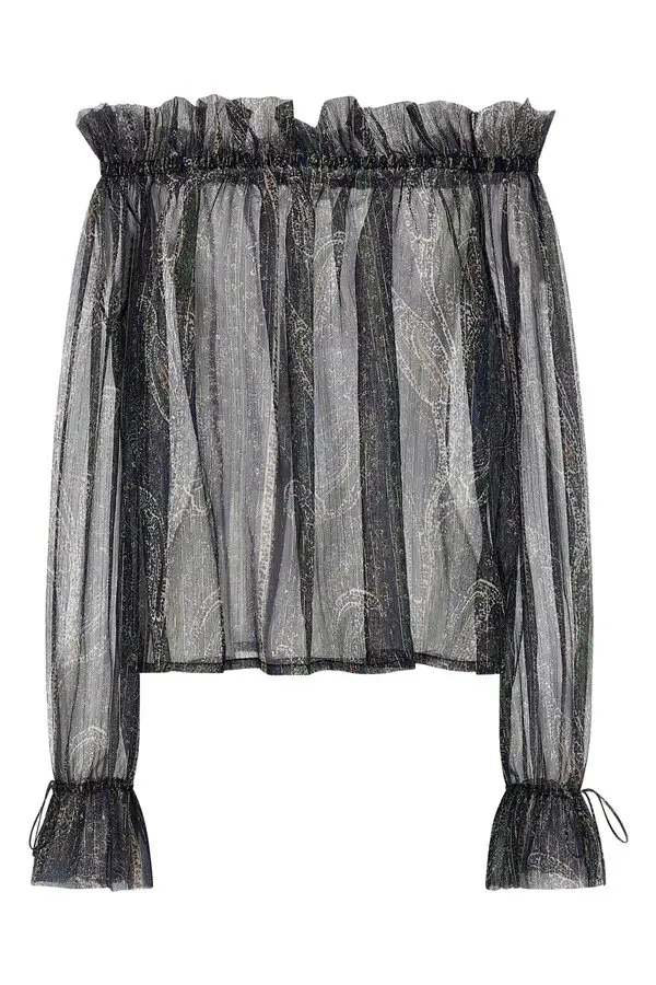 Saint Laurent Blouse 'off-the-shoulder In Silk Creponne - Multi