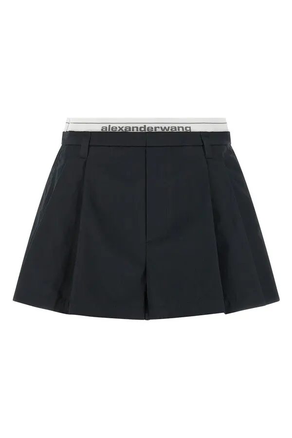 Alexander Wang Tailored Shorts With Logo Waistband - Black