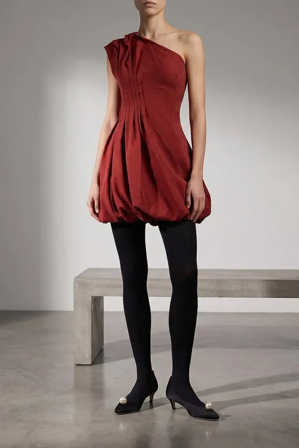 Magda Butrym Asymmetric Pleated Mini Dress - Red