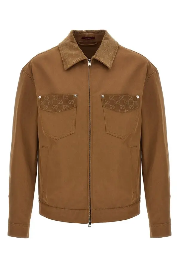 Gucci Canvas Jacket With Gg Details