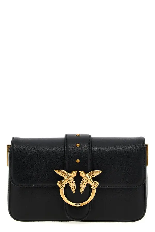 Pinko Shoulder Bag With Love Birds Buckle - Black