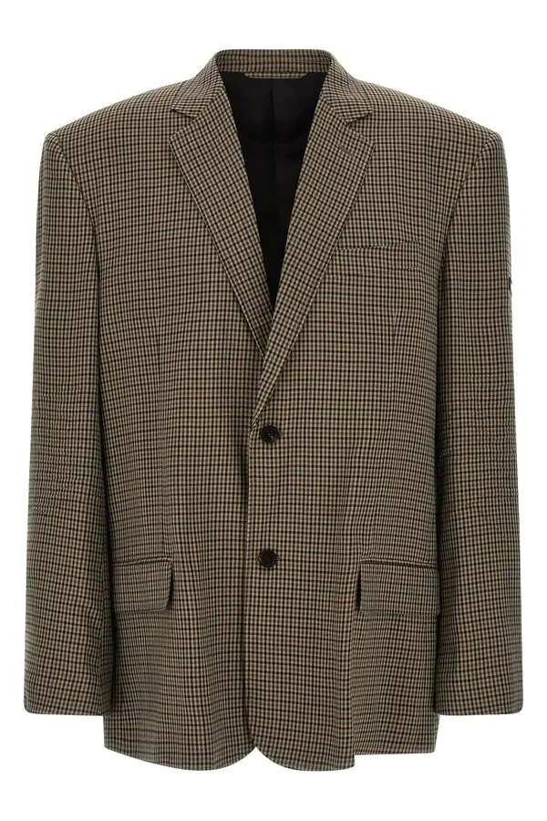Balenciaga Single-breasted Blazer With Logo Patch - Brown