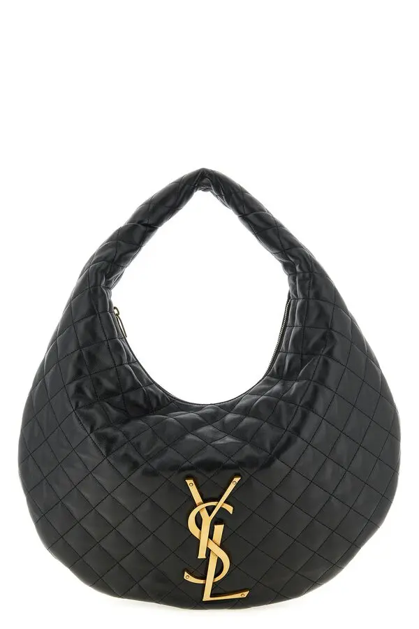 Saint Laurent Hobo Bag With Quilted Finish - Black