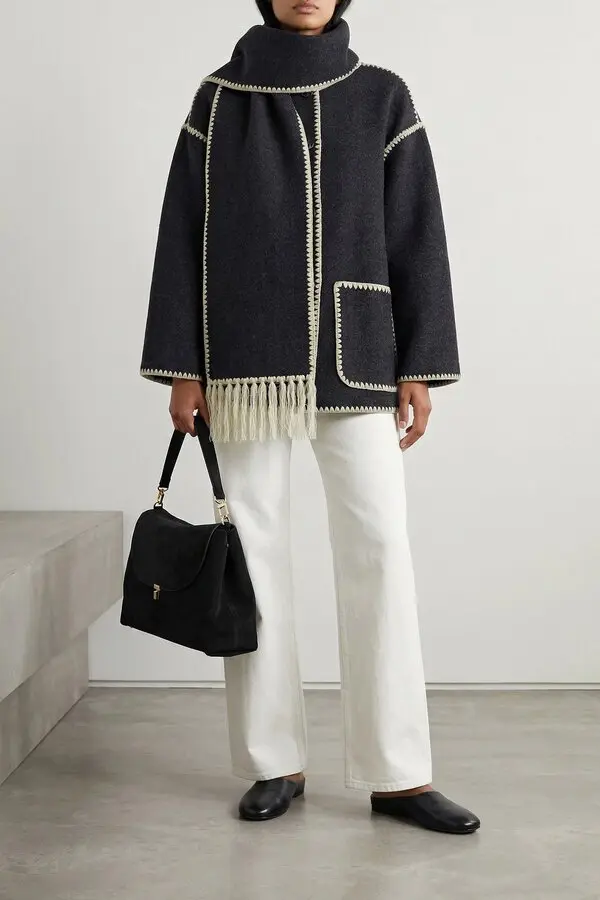 TOTEME Coat With Integrated Fringed Scarf