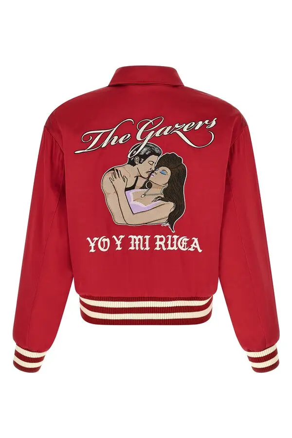 SECOND / LAYER Bomber Jacket With Graphic Embroidery