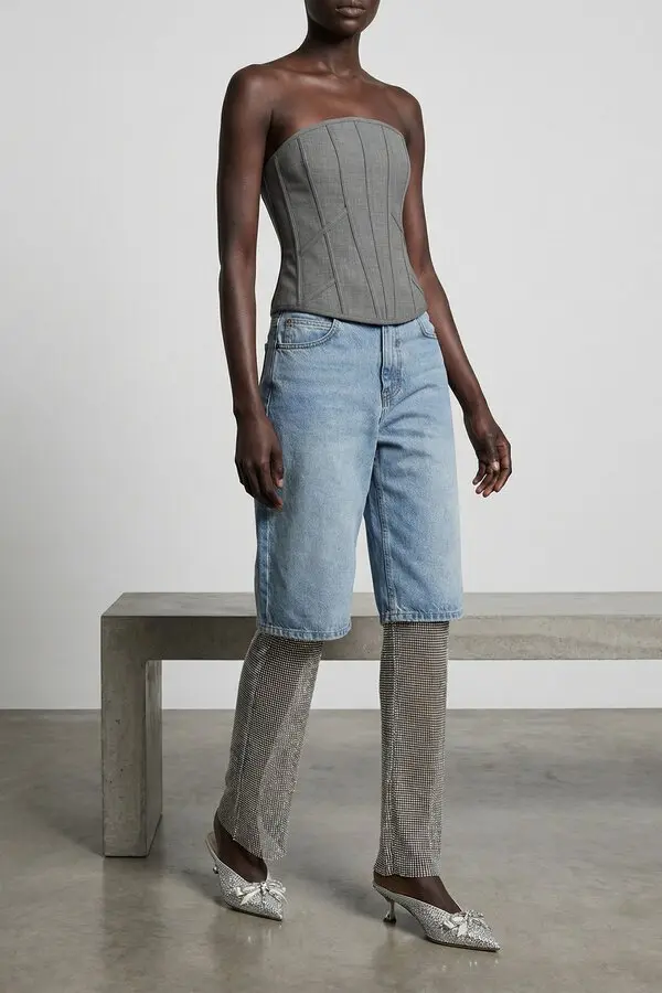 Giuseppe Di Morabito Layered Jeans With Crystal Embellishments