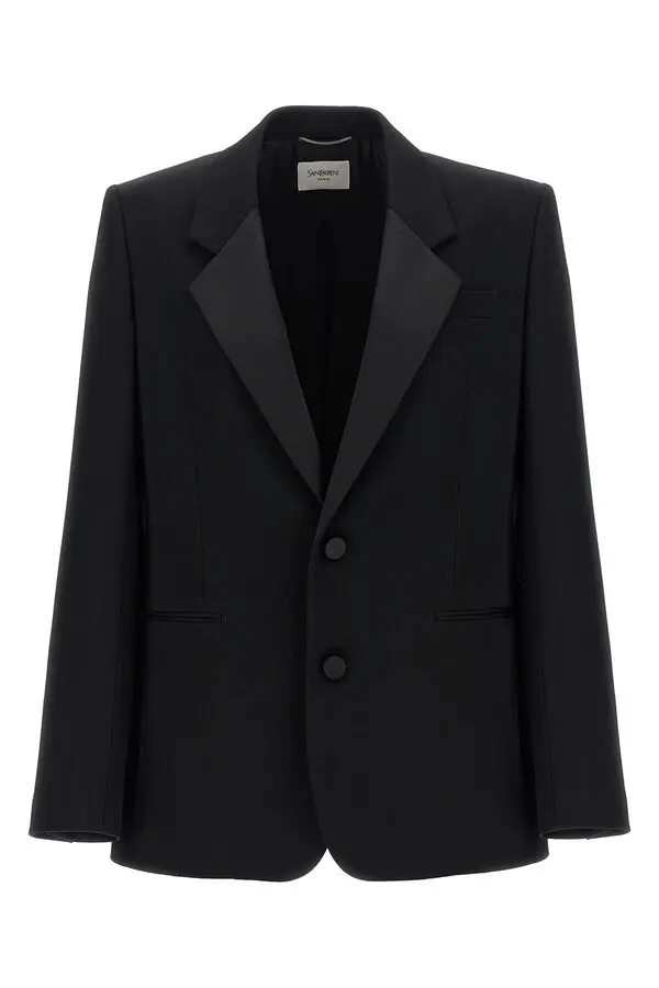 Saint Laurent Blazer With Satin Lapels