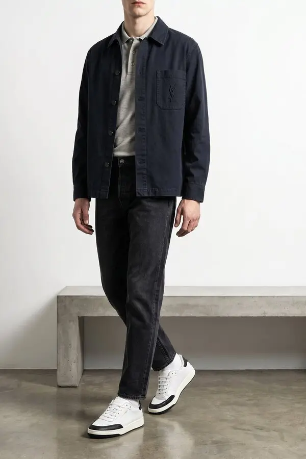 Saint Laurent Overshirt With Cassandre Embroidery