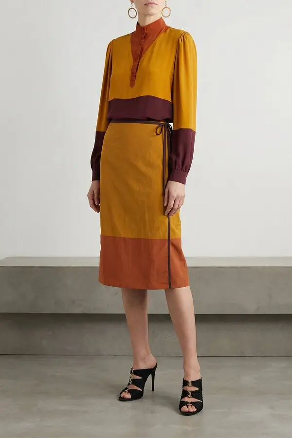 Saint Laurent Color-block Silk Blouse