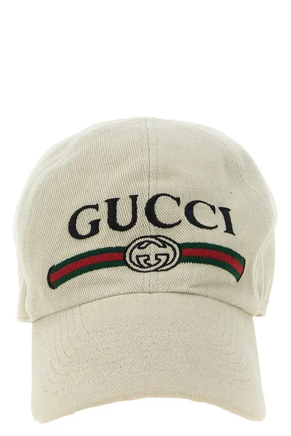 Gucci Web Interlocking G Baseball Cap - White
