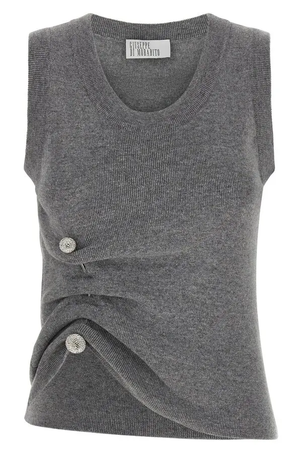 Giuseppe Di Morabito Knit Top With Crystal Buttons