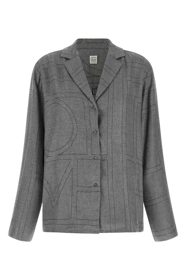 TOTEME Grey Monogram Flannel Shirt