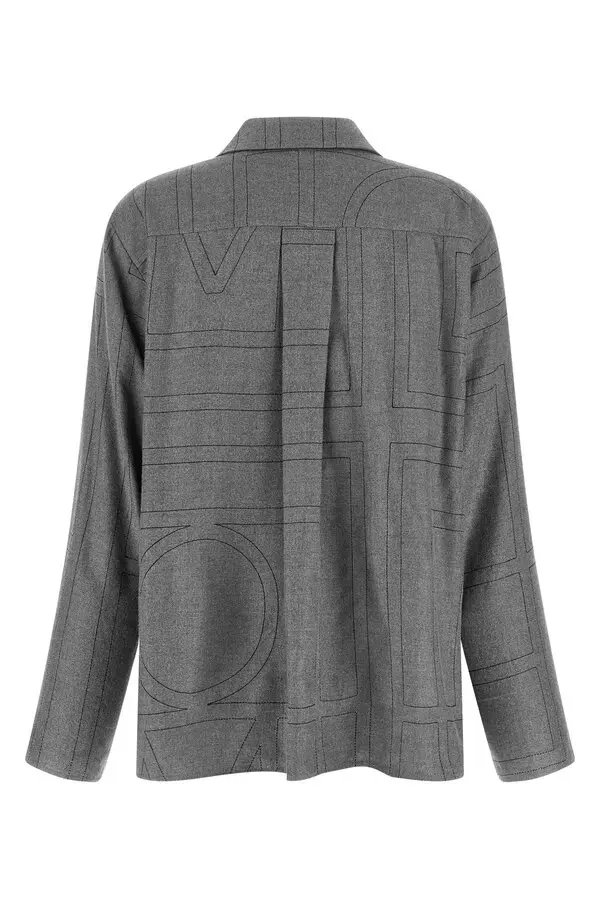 TOTEME Grey Monogram Flannel Shirt