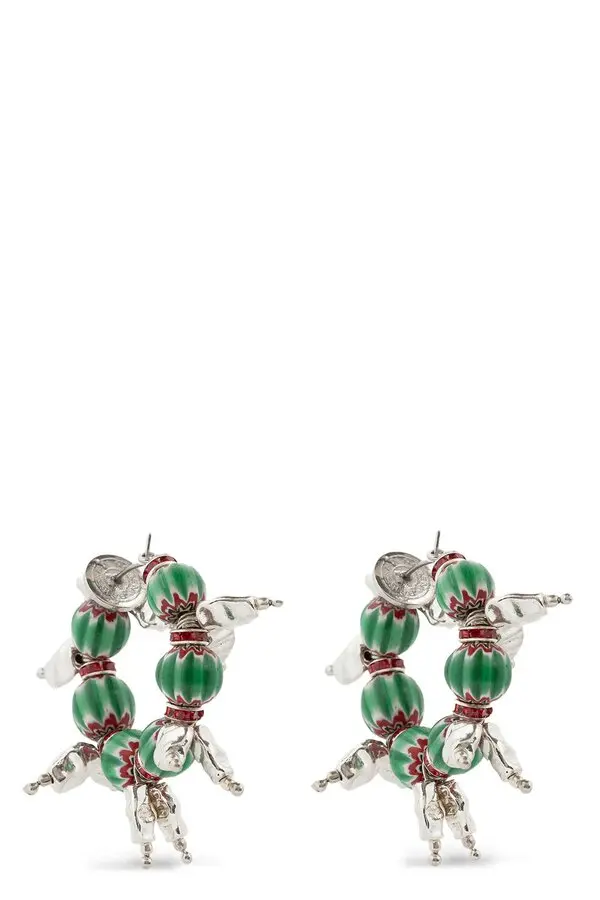 Dries Van Noten Hoop Earrings With Artisanal Beads - Silver