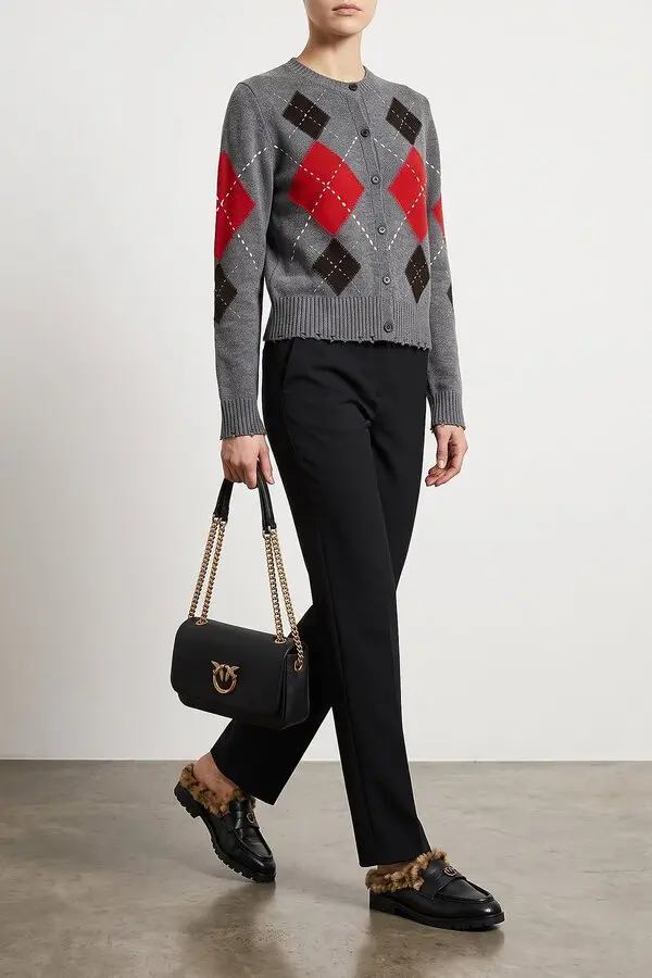 Pinko Cardigan With Intarsia Diamond Motif