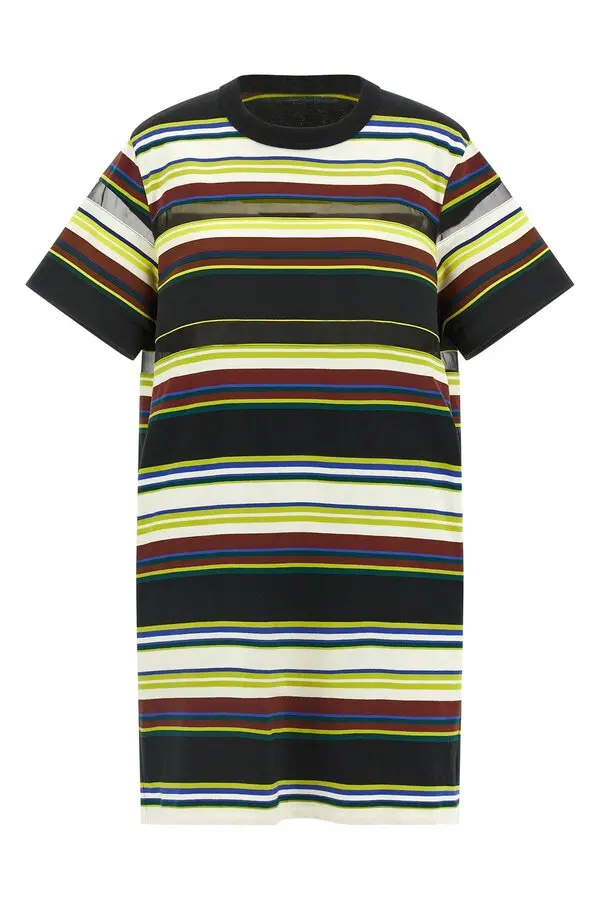Sacai T-shirt Dress With Sheer Inserts