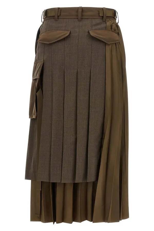 Sacai Skirt With Asymmetrical Pleated Panels