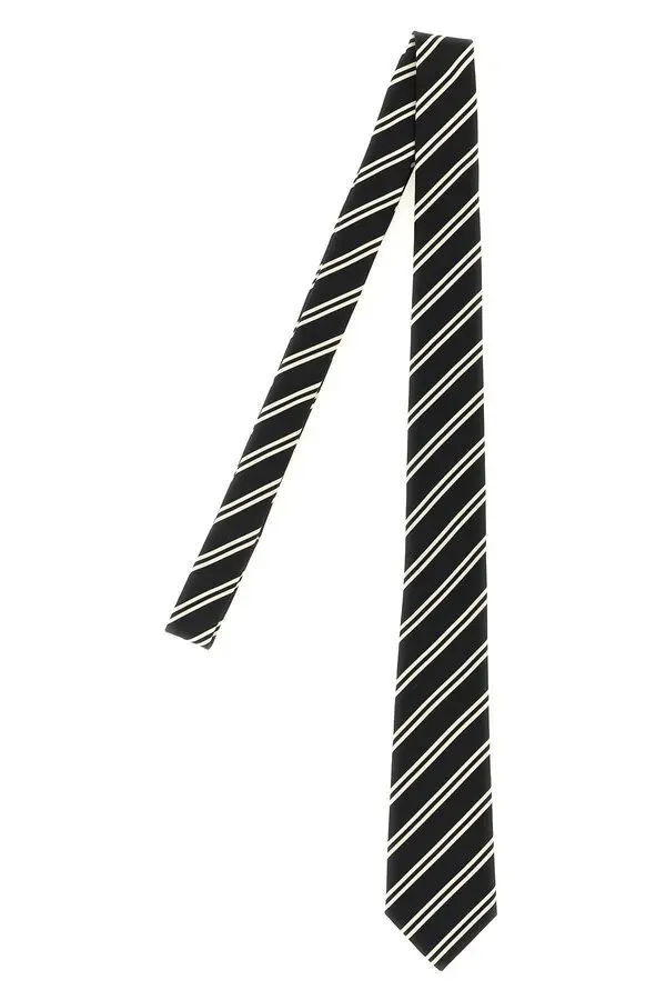 Saint Laurent Diagonal Stripe Silk-blend Jacquard Tie