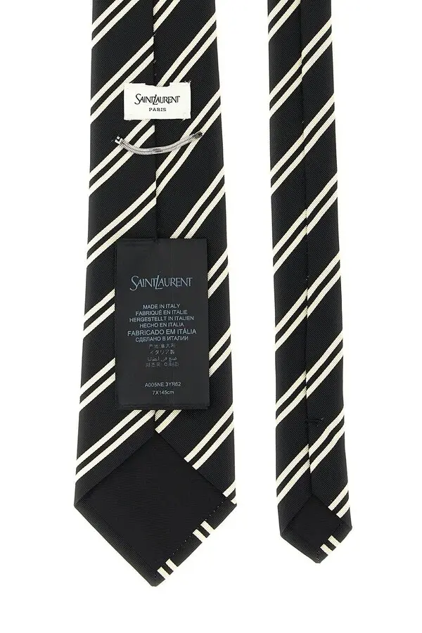Saint Laurent Diagonal Stripe Silk-blend Jacquard Tie