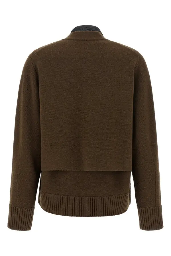 Sacai Wool Knit Cardigan With Layered Construction