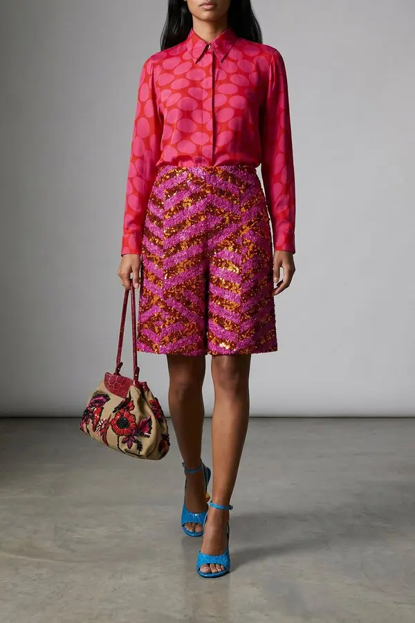 Dries Van Noten Sequin-embellished Bermuda Shorts
