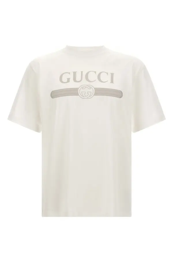 Gucci Web T-shirt With Interlocking Gg Motif - White