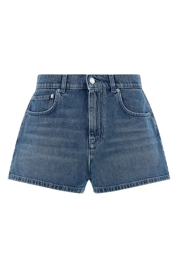 Moschino Denim Shorts With Distressed Heart Details