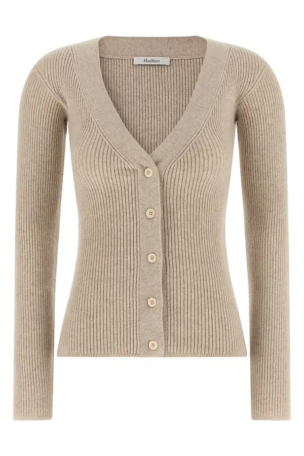 Max Mara Ribbed Cashmere-blend Cardigan - Beige