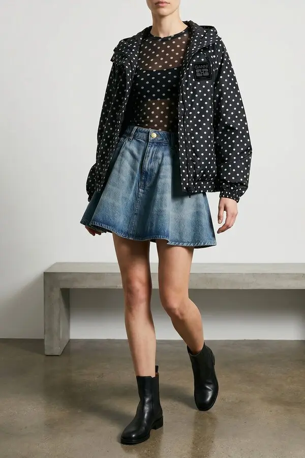 GANNI Sheer Polka-dot Top