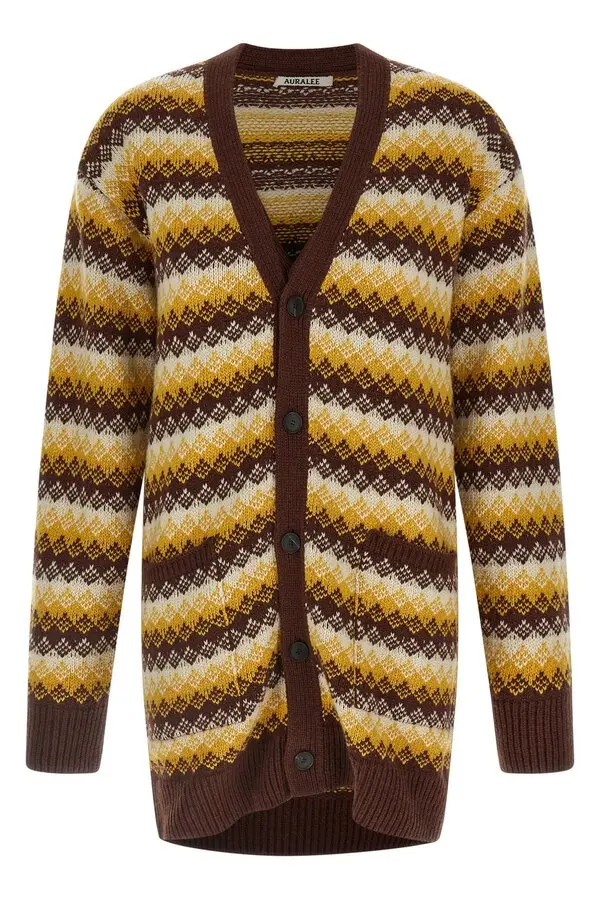 Auralee Cardigan 'cashmere Jacquard Knit Long Cardigan