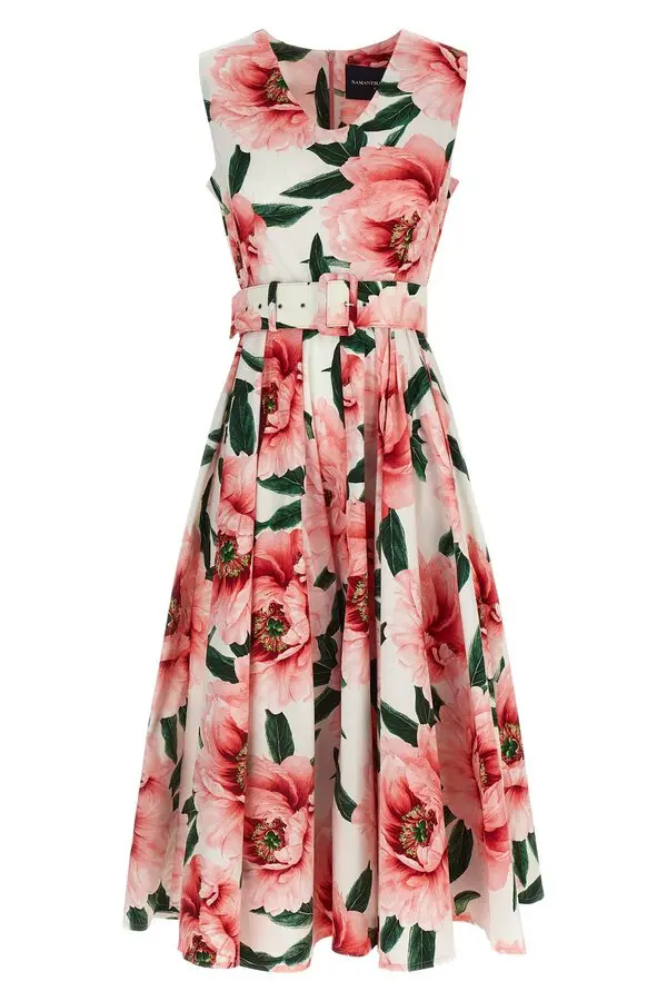 Samantha Sung Flared Dress With Matching Belt