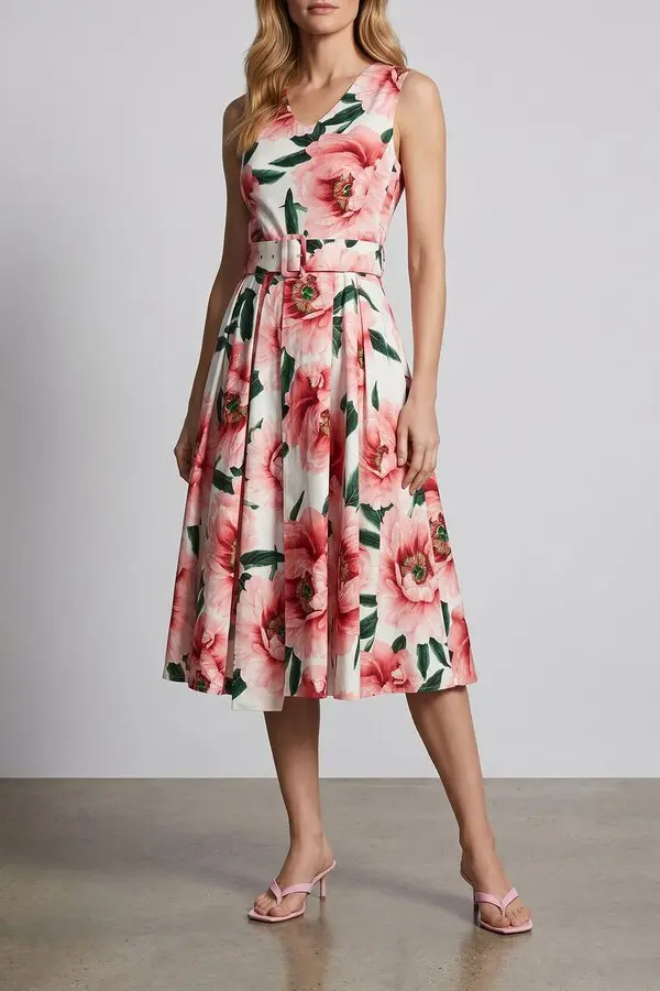 Samantha Sung Flared Dress With Matching Belt