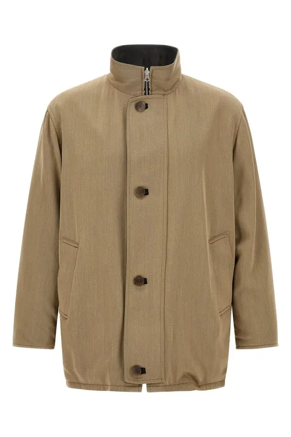 Auralee Reversible Wool And Leather Jacket