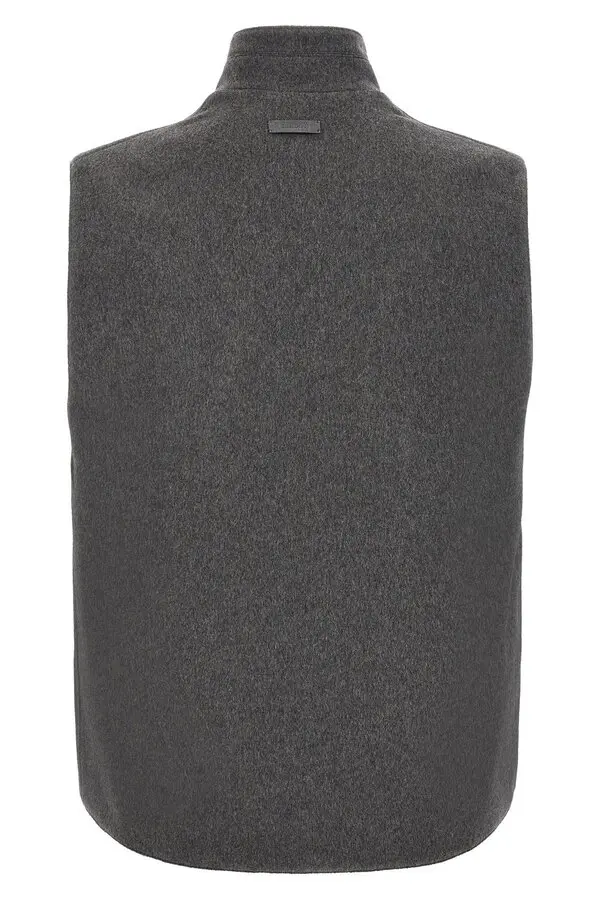 LARDINI Wool Blend Gilet With Knit Collar
