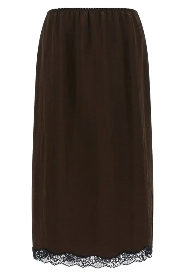 TWINSET Long Skirt With Scalloped Lace Trim