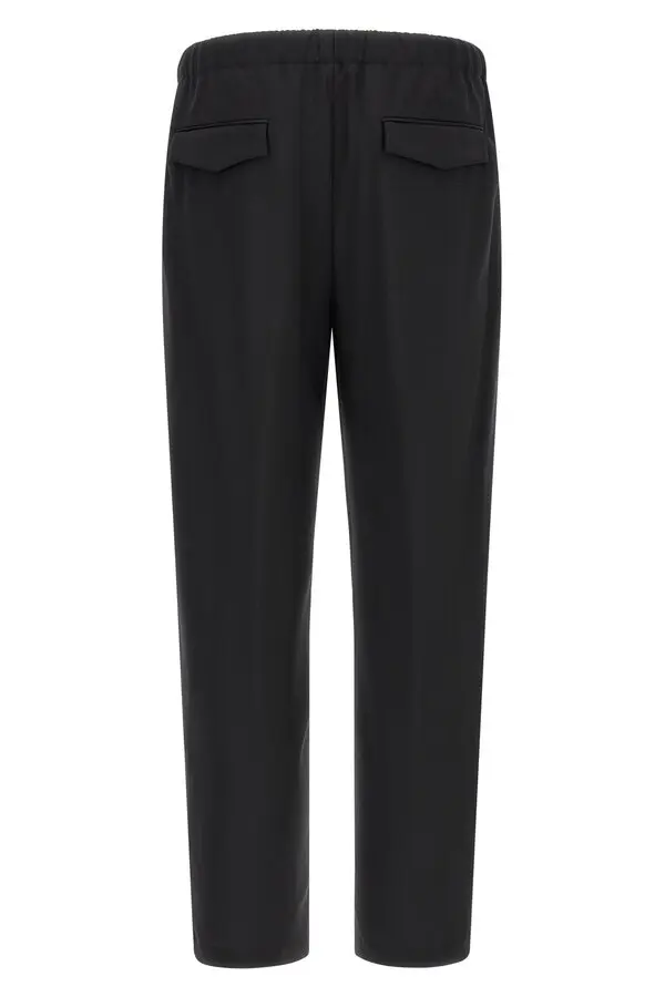 LARDINI Virgin Wool Trousers With Elasticated Waist