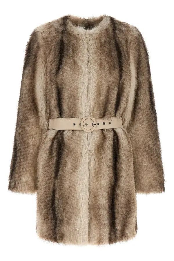 TWINSET Eco-fur Coat - Brown