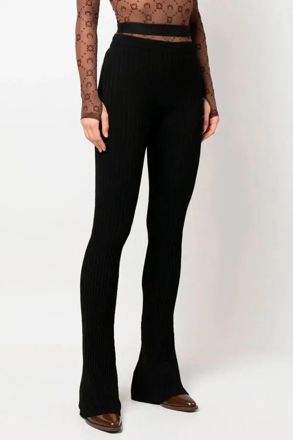 ANDREĀDAMO Trousers 'ribbed Flared With Cut-out