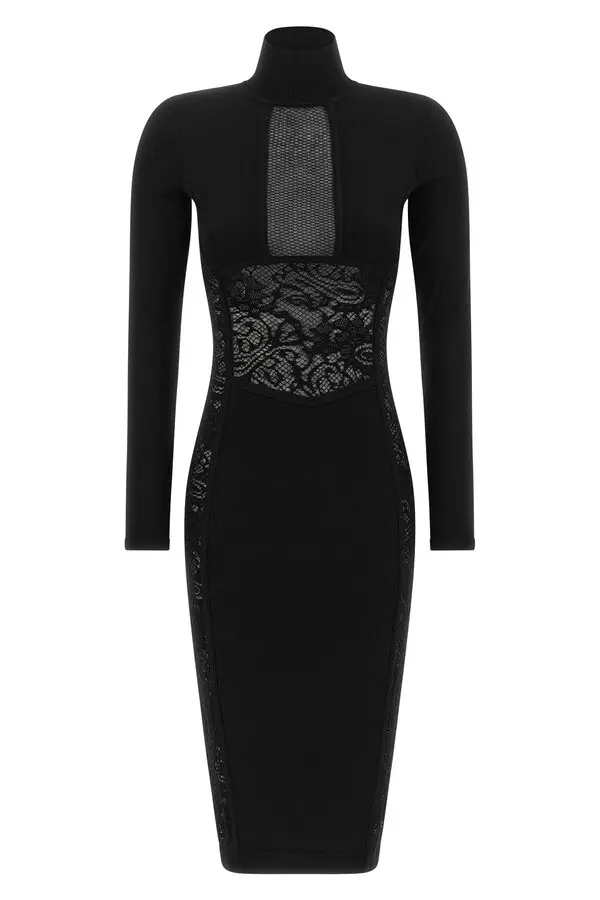 Elisabetta Franchi Midi Dress With Lace Details