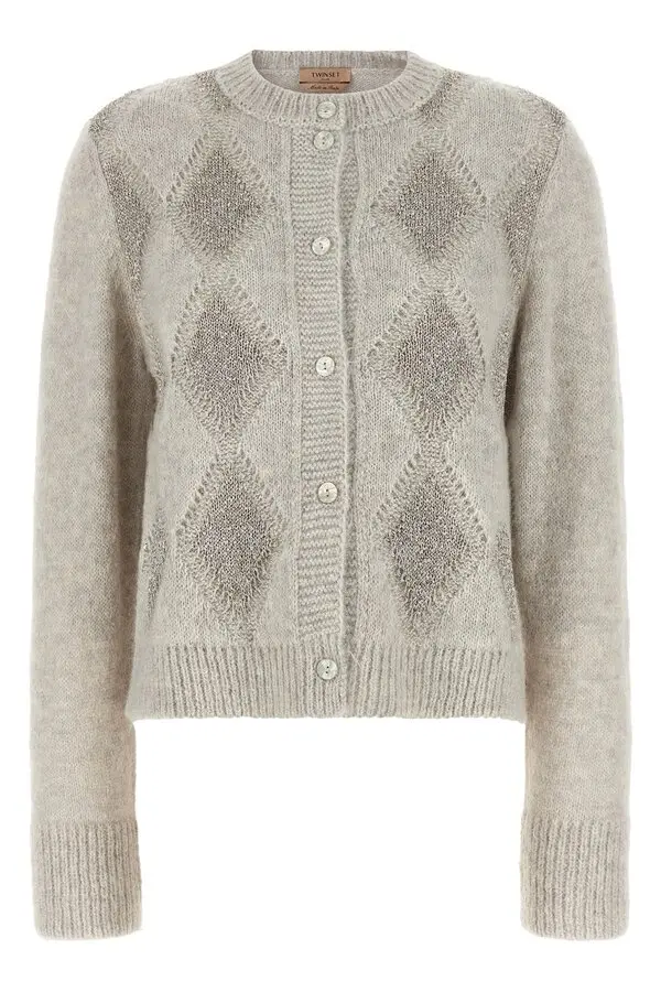TWINSET Jacquard Diamond Cardigan