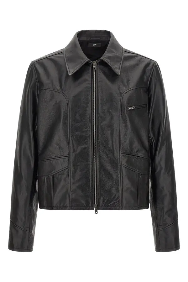 Amiri Zipped Leather Jacket