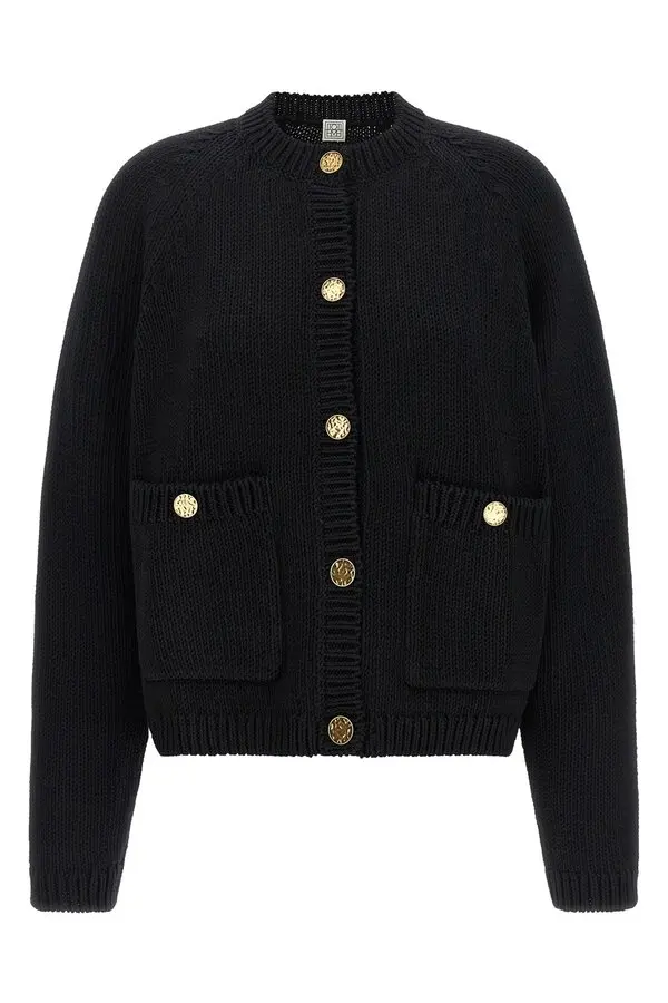 TOTEME Cotton Cardigan With Hammered Buttons - Black
