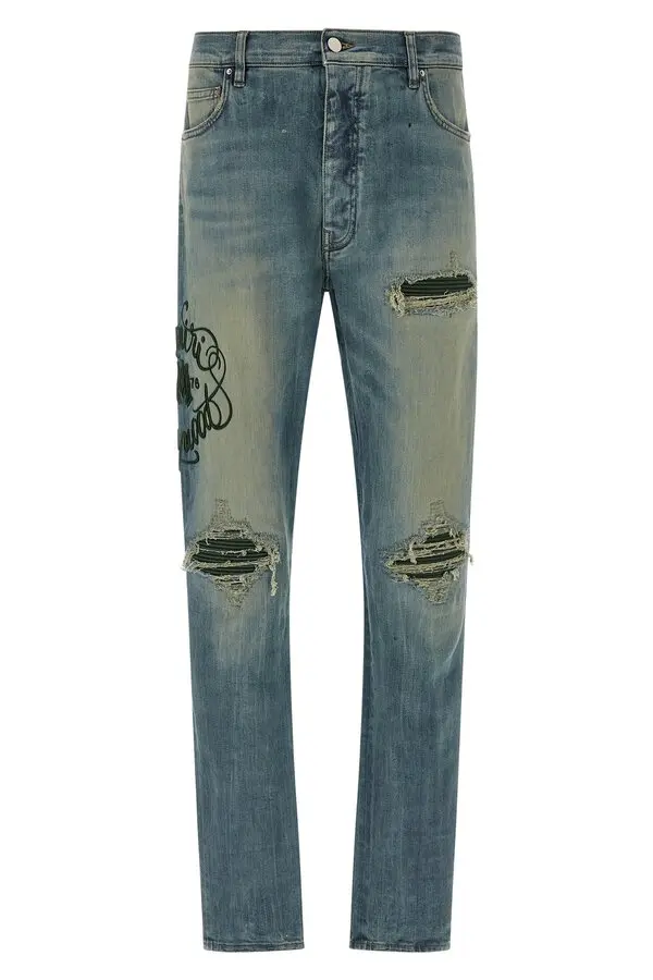Amiri Jeans With Ribbed Moto Patches - Blue