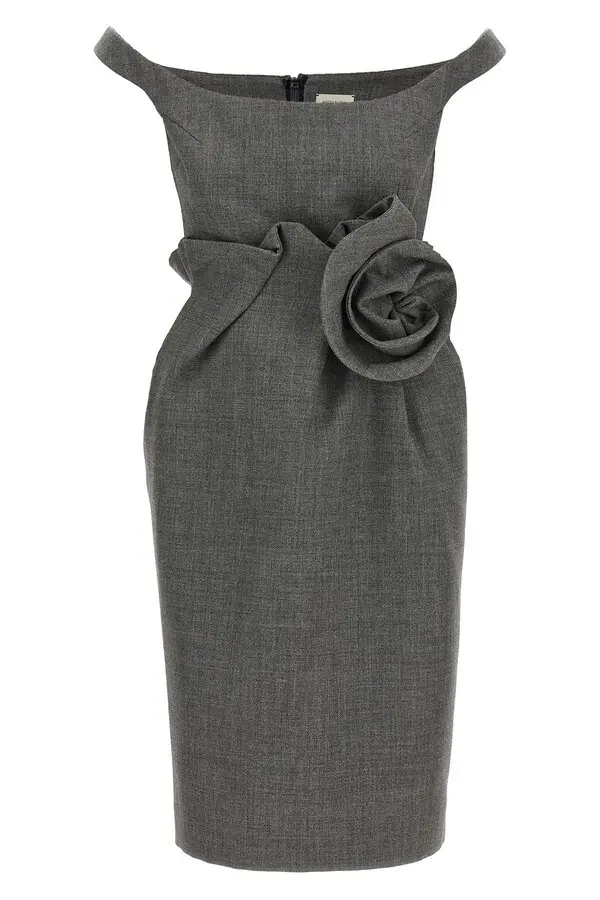 Magda Butrym 3d Floral Appliqué Dress - Gray