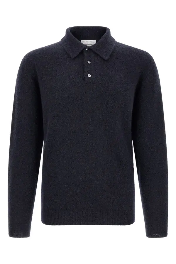 ROBERTO COLLINA Long-sleeved Polo With Brushed Finish
