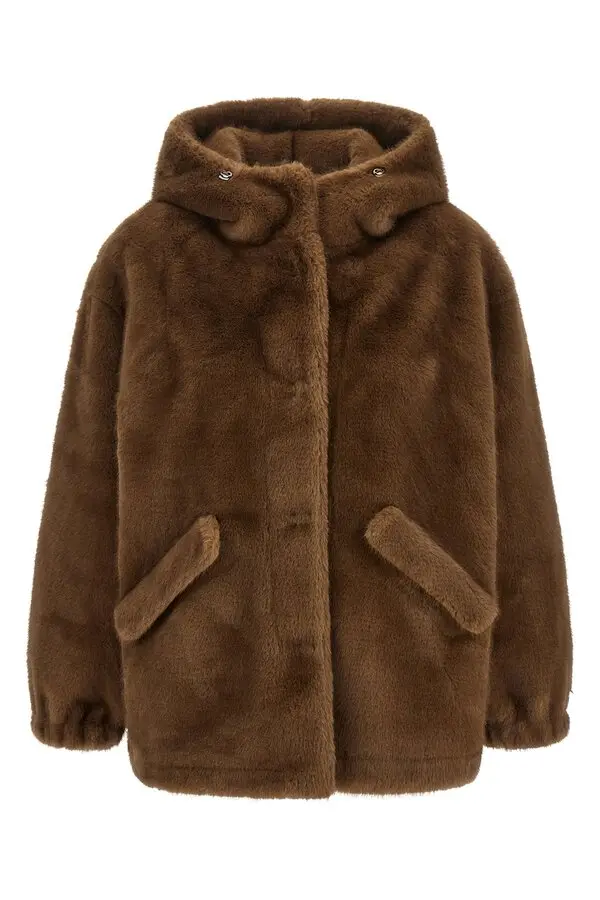 LOU ANDREA Hooded Faux Fur Jacket