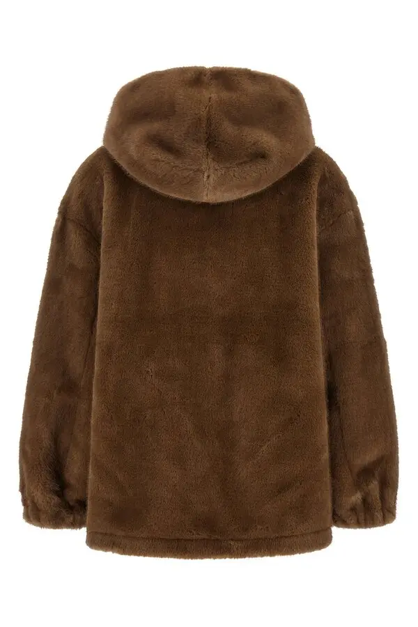 LOU ANDREA Hooded Faux Fur Jacket